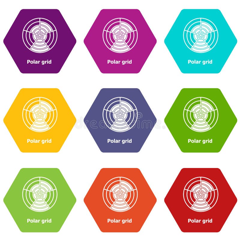 Polar Grid Icons Set 9 Vector Stock Vector - Illustration of proportion ...