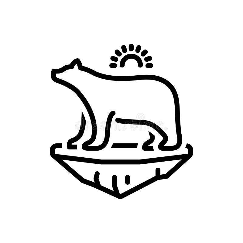 Black Line Icon for Polar, Polar Bear and Mammal Stock Vector ...