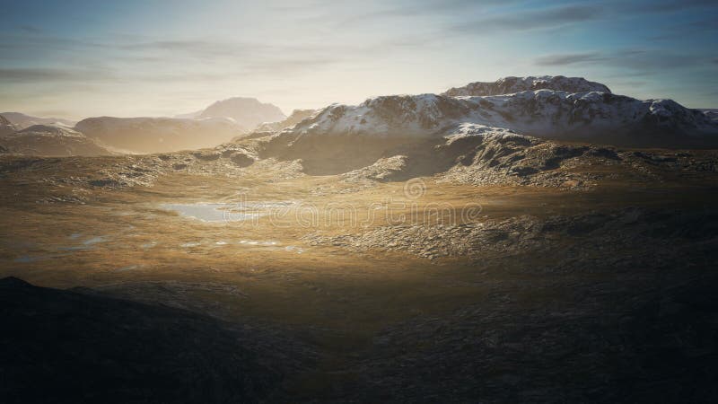 Polar Ural Mountain and Fields Stock Illustration - Illustration of ...