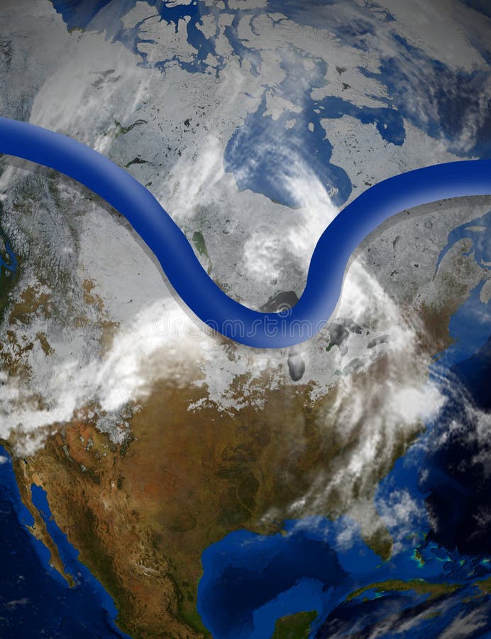 Polar Vortex Satellite Image of North America, USA Stock Illustration ...