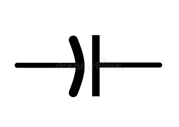 A Polarized Capacitor Electrical Symbol Against a White Backdrop Stock ...