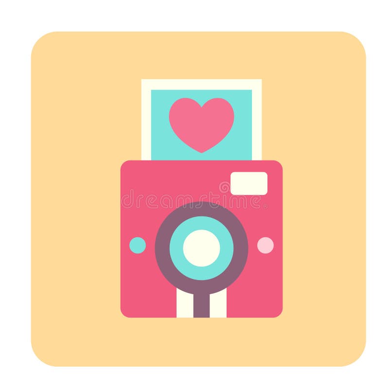 Love Camera Flat Icon stock vector. Illustration of wedding - 124658365