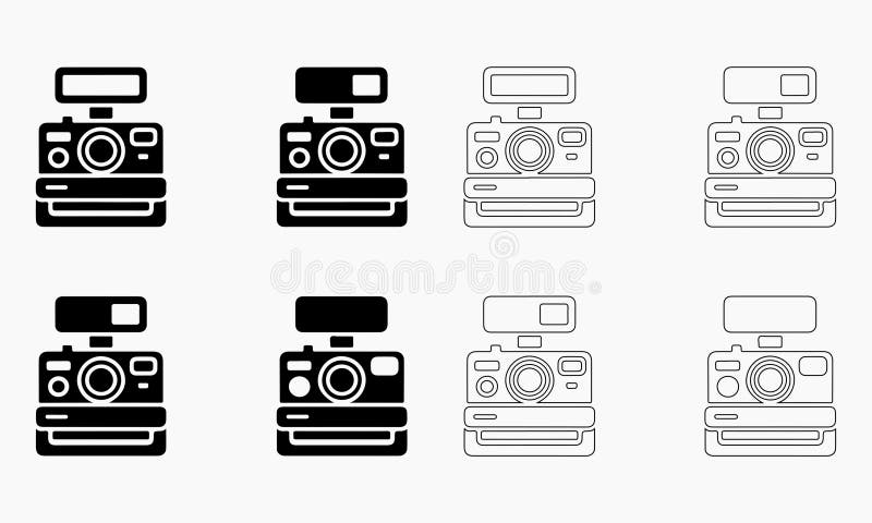 Polaroid Camera Icons in Black and White Stock Vector - Illustration of ...