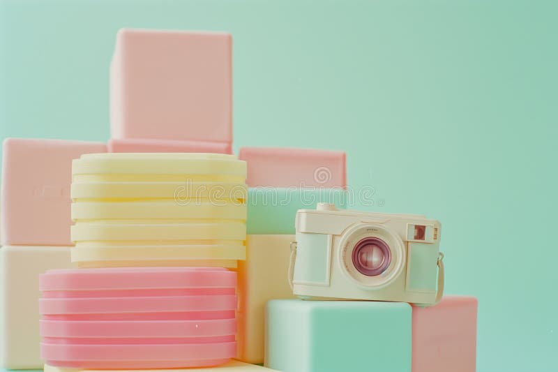 Polaroid Camera on Pastel Filters Stack. by Generative Ai Stock ...