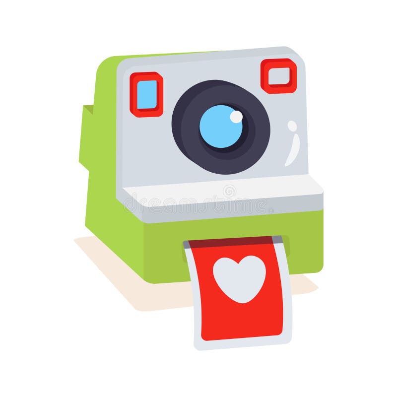 Polaroid Camera Printing a Photo with a Red Heart. Stock Vector ...