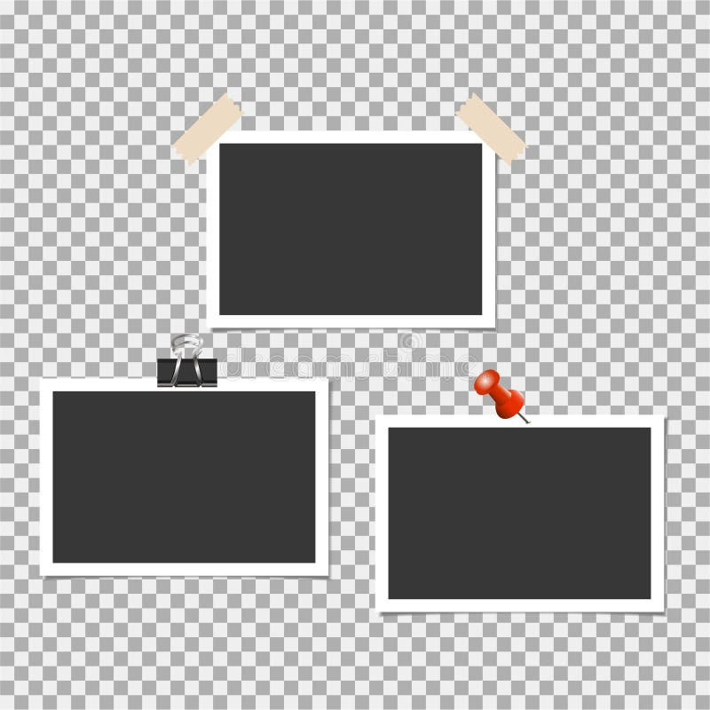 Polaroid Frame Red Pin Isolated White Background Stock Illustrations ...