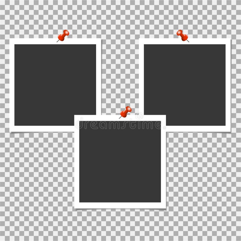 Polaroid Photo Frame with Pin on Grey Background. Vector Template ...