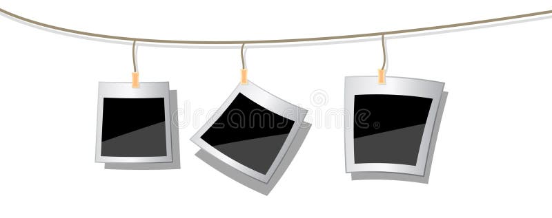 Polaroid Photos Attached To String Stock Vector - Illustration of ...
