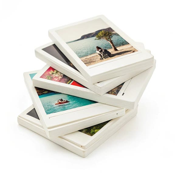Polaroid Retro Photo Frames Stack on White Stock Illustration ...