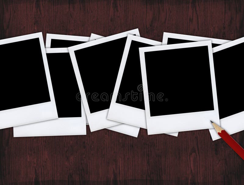 Uitstekend Polaroid- Fotokader Op Hout Stock Afbeelding - Image of roos ...