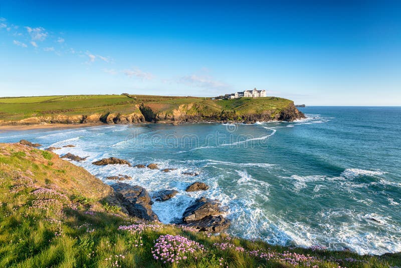 Poldhu Cove in Cornwall stock photo. Image of clifftops - 91783434