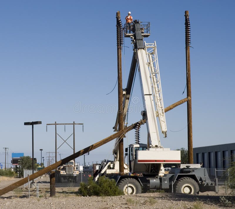 Power pole worker stock photo. Image of energy, pole, electricity - 1922144