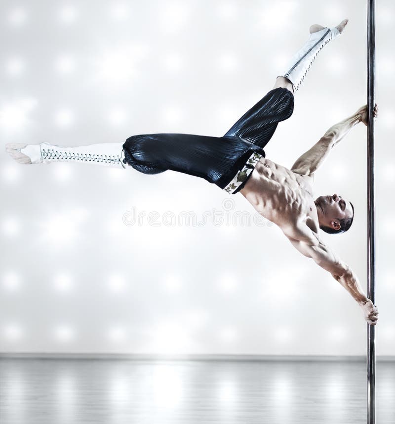 Pole dance man stock photo. Image of muscular, posing - 18972534