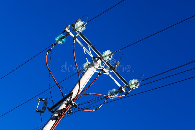 Pole with electrical wires stock photo. Image of pylons - 30317398