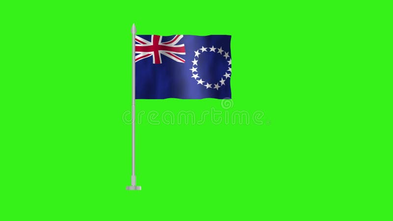 Pole Flag of Cook Island, Cook Island Pole Flag Waving in the Wind on ...