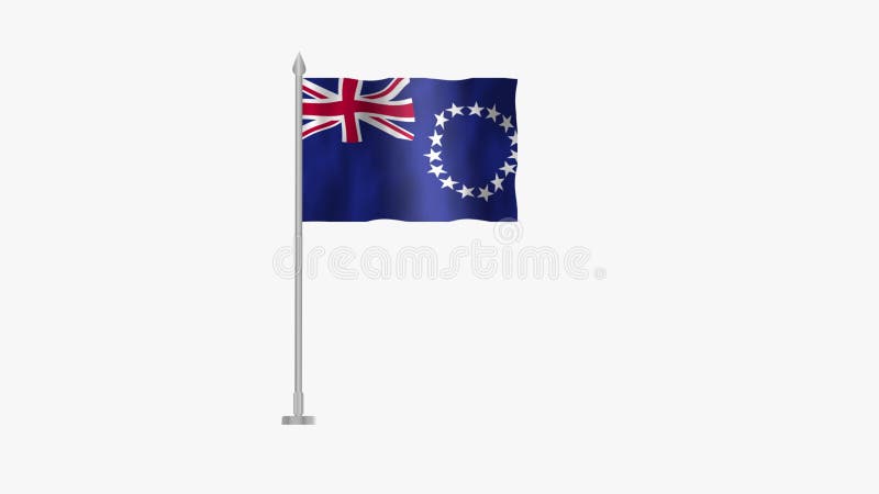 Pole Flag of Cook Island, Cook Island Pole Flag Waving in the Wind on ...