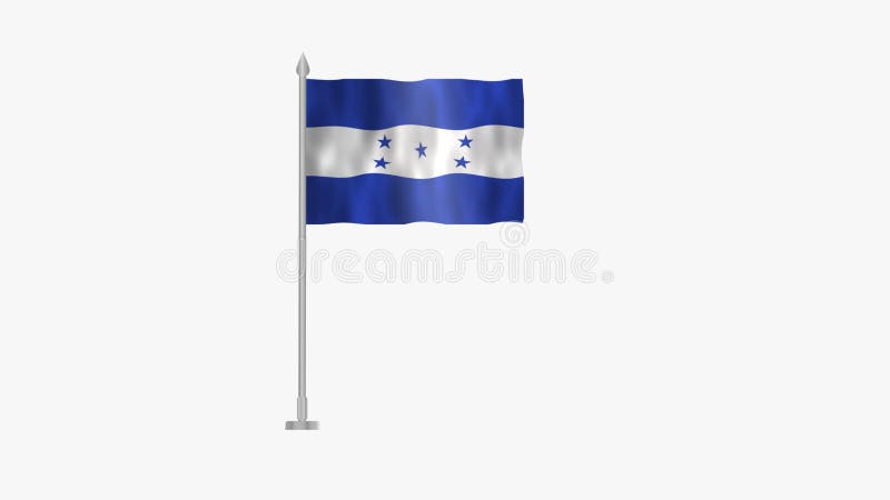 Pole Flag of Honduras, Honduras Pole Flag Waving in Wind on White ...