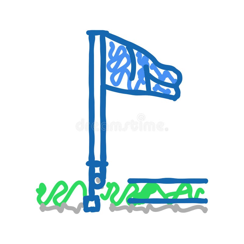 Pole Flag Icon Doodle Illustration Stock Illustration - Illustration of ...