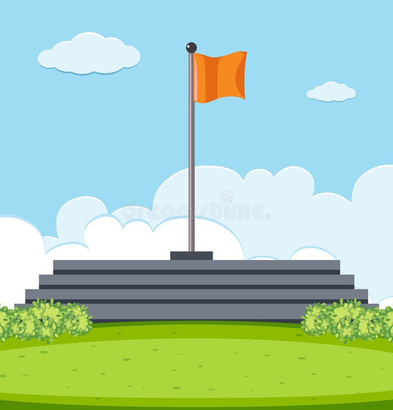 Blue flag on wooden stick stock vector. Illustration of isolated - 78803128