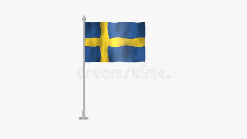 Pole Flag of Sweden, Flag of Sweden, Sweden Pole Flag Waving in the ...