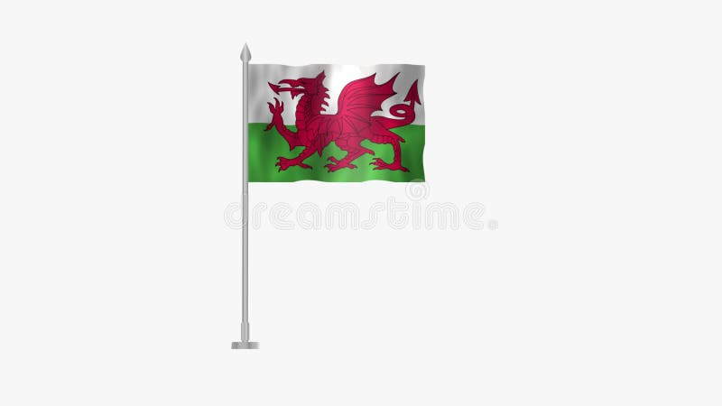 Pole Flag of Wales, Flag of Wales, Wales Pole Flag Waving in the Wind ...