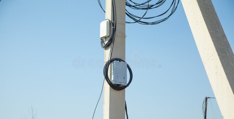 Pole with Internet Router and Cables Stock Illustration - Illustration ...