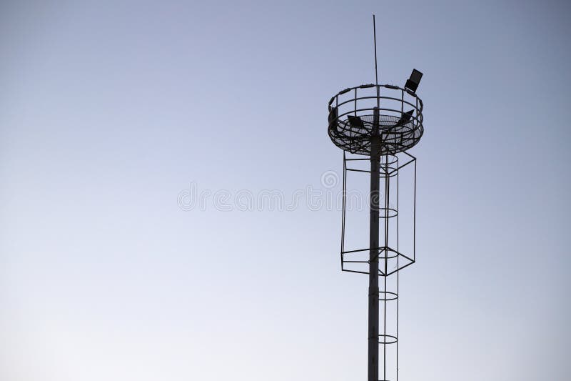 Pole with LED Lights and Lightning Rods and with a Safety Ladder for ...