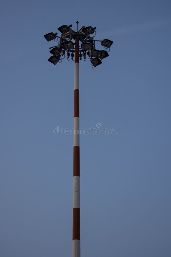 Pole with Lighting System Up in the Air Stock Photo - Image of blue ...