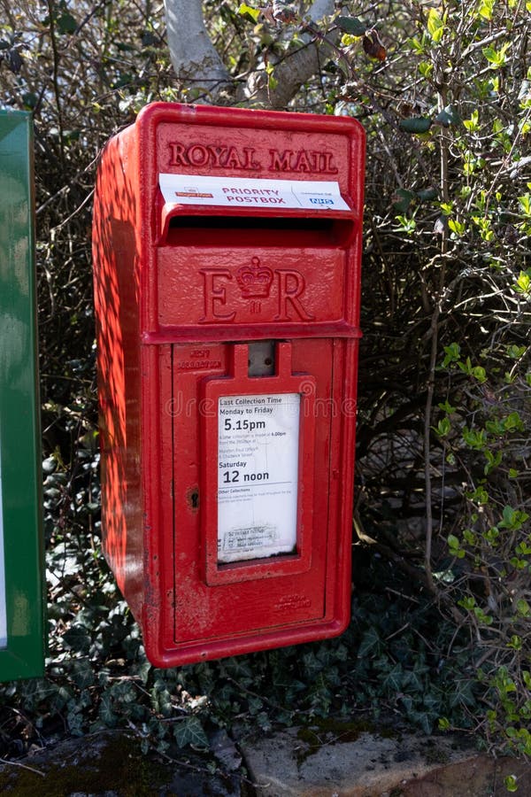 Pole-mounted Elizabethan Royal Mail Post Box Saughall Massie Wirral May ...
