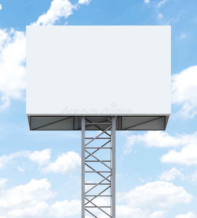 Pole Outdoor Billboard with Blue Sky Background. Clipping Path for ...