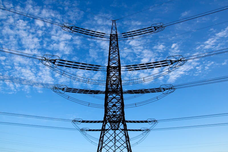 A pole of a power line stock photo. Image of transfer - 169063270