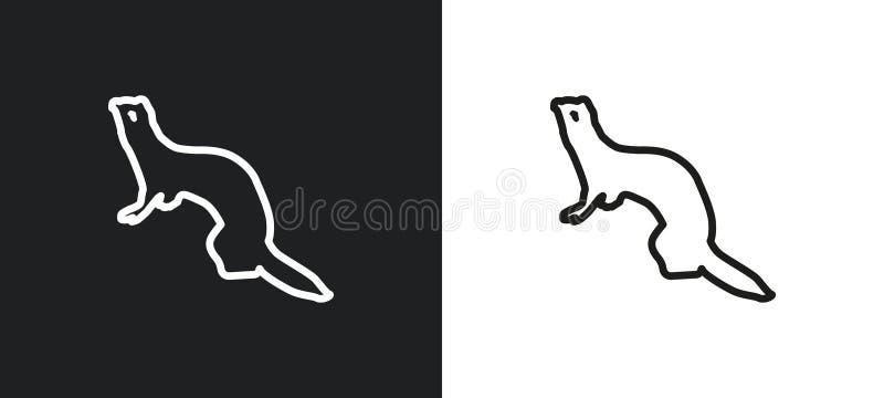 Polecat Outline Icon in White and Black Colors. Polecat Flat Vector ...