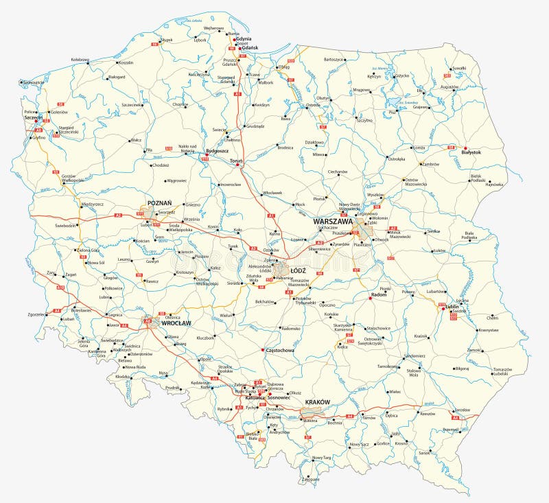Polen-Straßenkarte stock abbildung. Illustration von reise - 71840963
