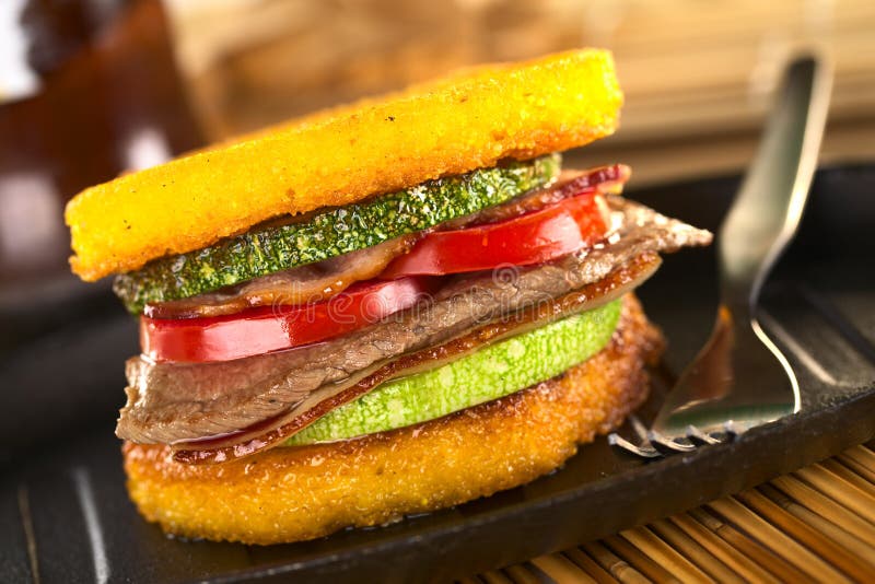 Polenta Burger stock image. Image of grilled, cornmeal - 22310673