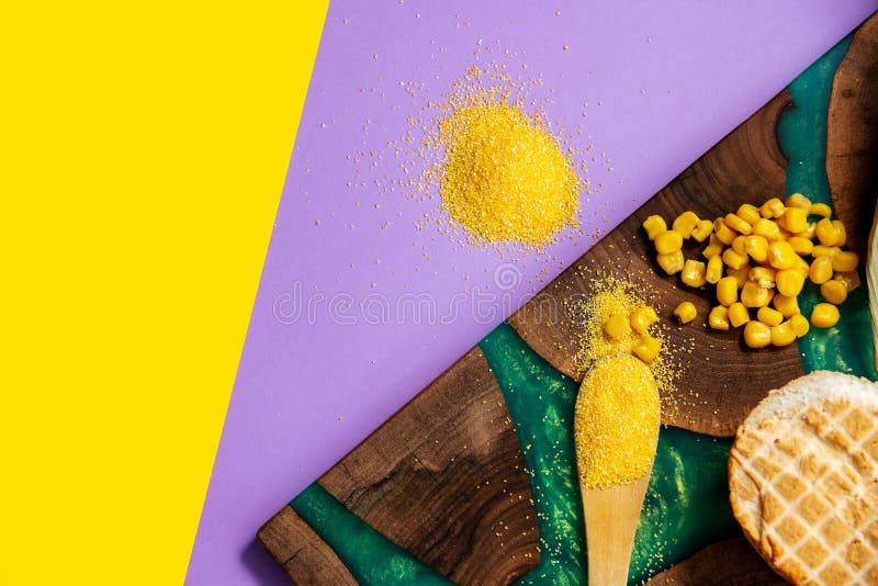 Polenta or Cornmeal on Luxury Nut Tree Epoxy Plank Stock Photo - Image ...