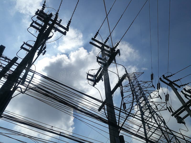 Poles of Electricity Pylon. Stock Image - Image of wire, electric ...