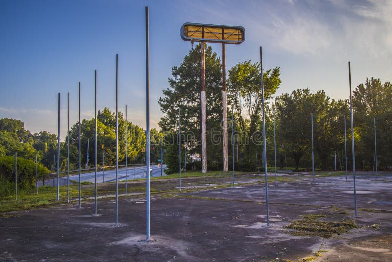Poles on an urban lot stock photo. Image of entrance - 188658902