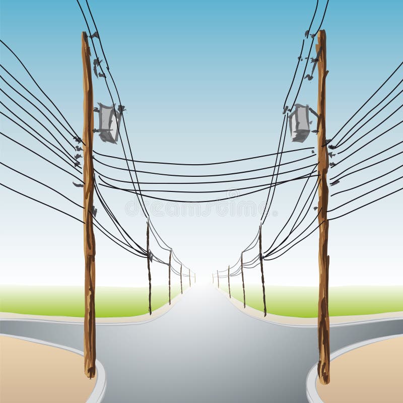 Poles with wires stock vector. Illustration of tangle - 17143838