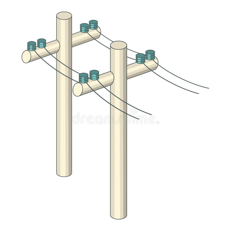 Poles with Wires Icon, Cartoon Style Stock Vector - Illustration of ...