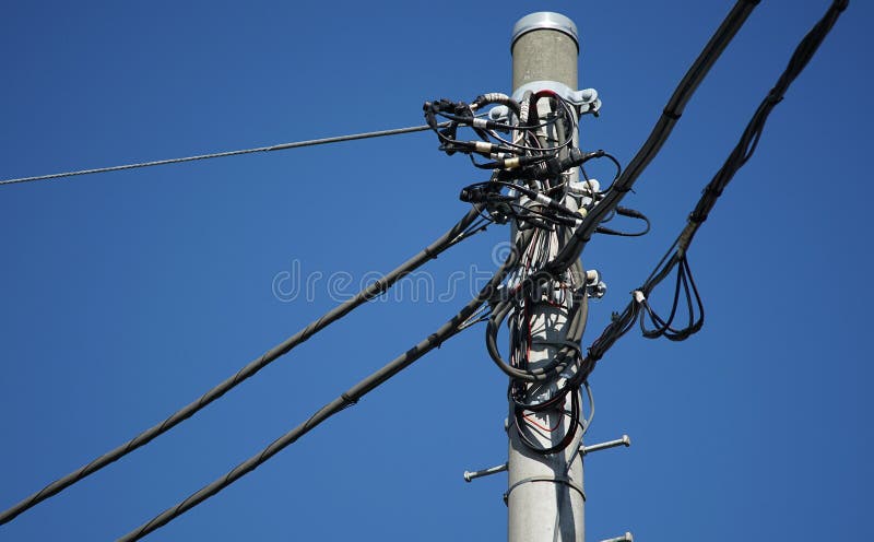 Power cable stock image. Image of metal, poles, sunny - 232739875