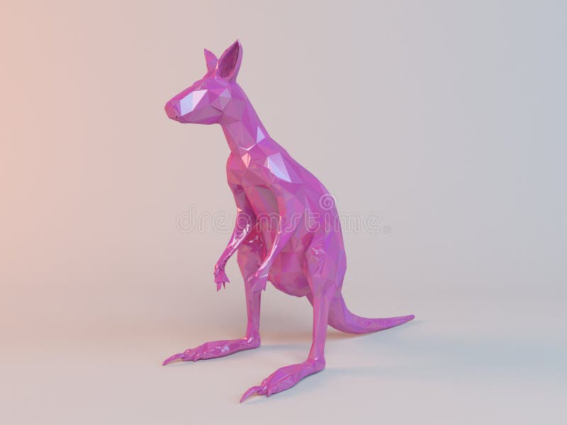 Poli Basso Rosa 3D (canguro) Illustrazione di Stock - Illustrazione di ...