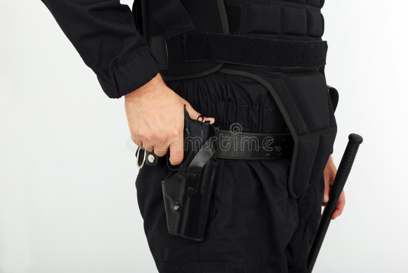 Police Officer Wearing Gun Belt Stock Image - Image of belt, uniform ...