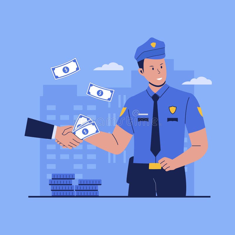 Police Accept Bribes Concept Stock Illustration - Illustration of give ...