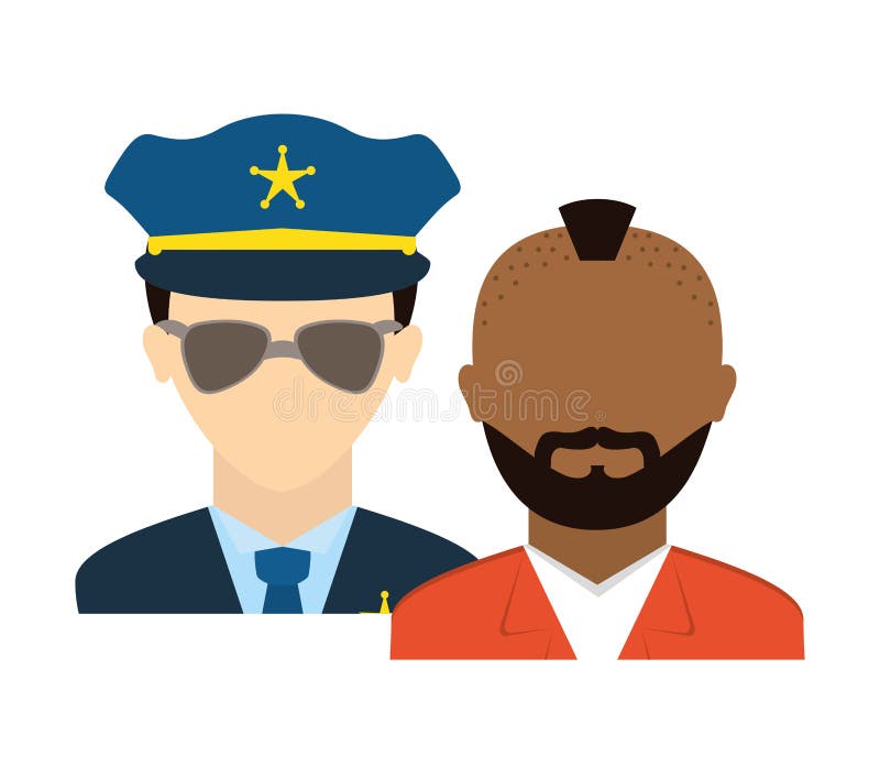 Police agent with prisoner stock vector. Illustration of costume ...