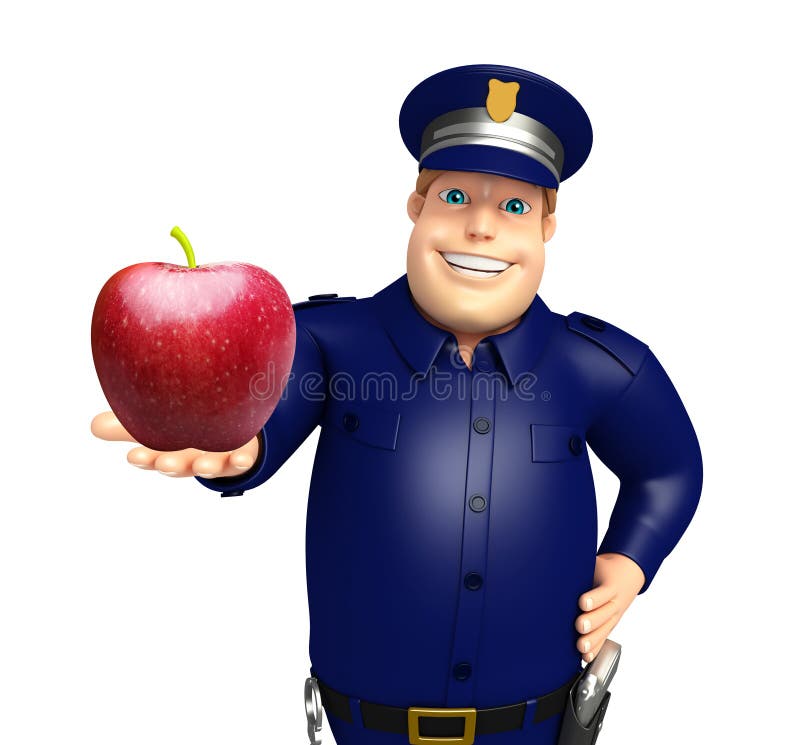 Police Apple Orchard with Basket of Cartoon Stock Vector - Illustration ...