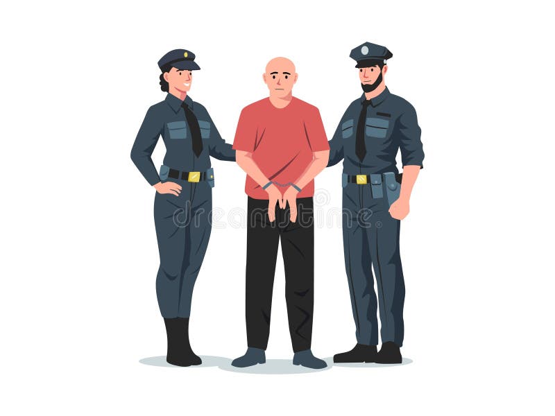 Police Arrest Policeman And Policewoman Arresting Criminal With