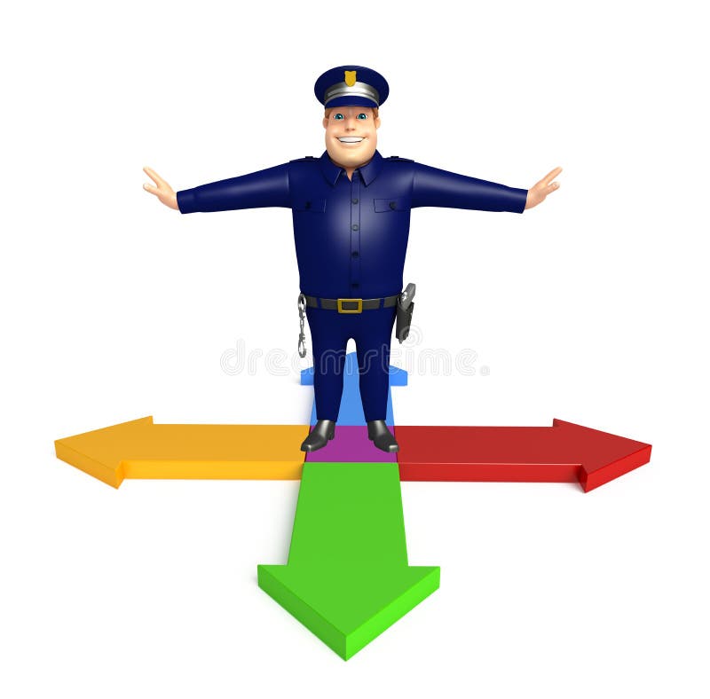 Police with Arrow sign stock illustration. Illustration of guard - 77530354