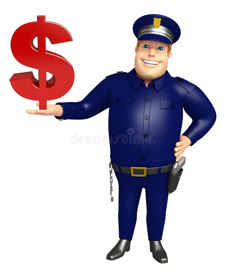 Police Avec Le Symbole Dollar Illustration Stock - Illustration du ...