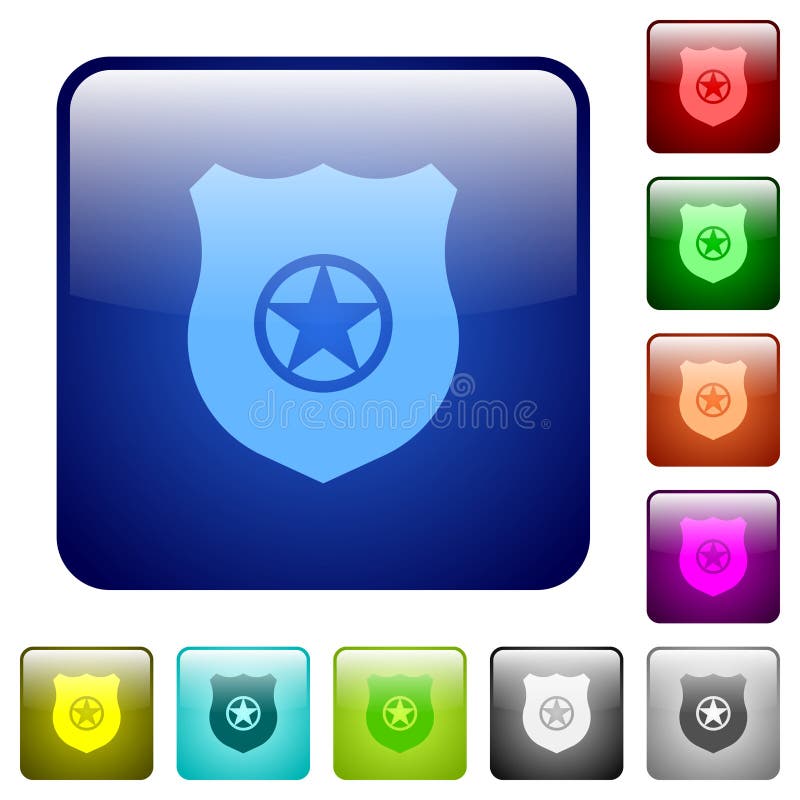 Police Badge Color Square Buttons Stock Vector - Illustration of ...