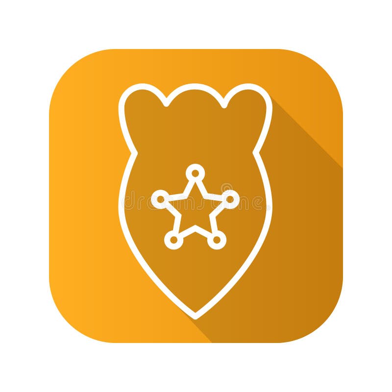 Police Badge Flat Linear Long Shadow Icon. Vector Line Symbol. Stock ...